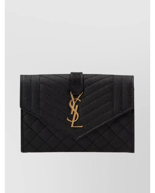 Saint Laurent Small Wallet Envelope Flap in Black | Lyst