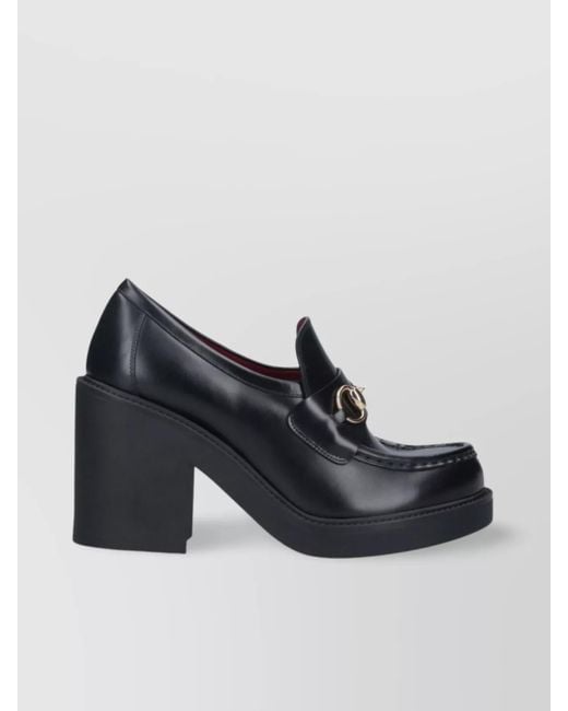 Gucci Block Heel Loafers Hardware in Blue | Lyst