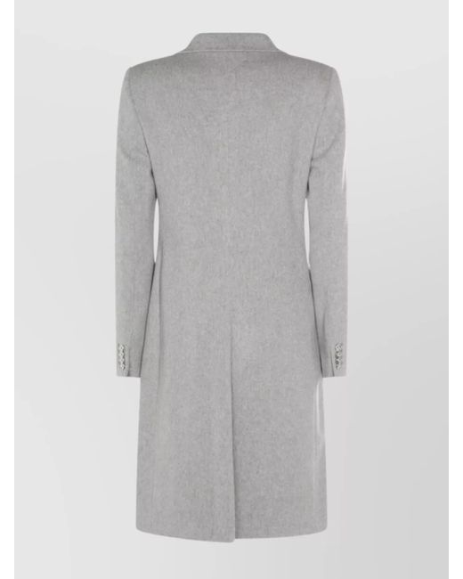 Tagliatore Longline Coat With Button Cuffs And Pockets in Grey | Lyst UK