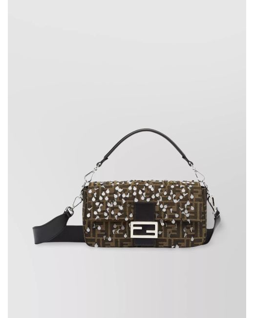 Fendi Detachable Handle Sequin Monogram Bag in Black for Men | Lyst