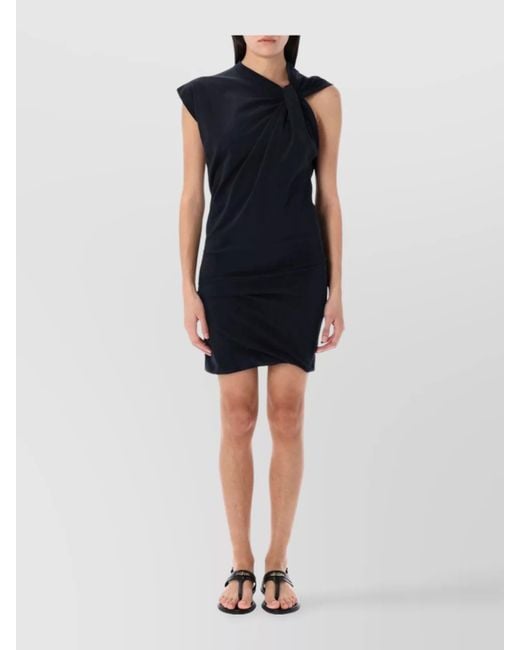 Isabel Marant Asymmetric Draped Mini Dress Knot in Blue | Lyst