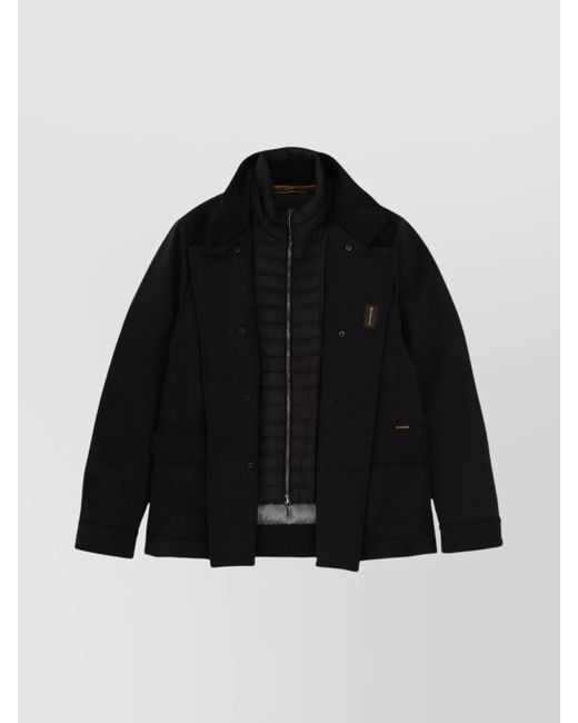 Moorer Double-Breasted Coat High Collar in Black for Men | Lyst UK