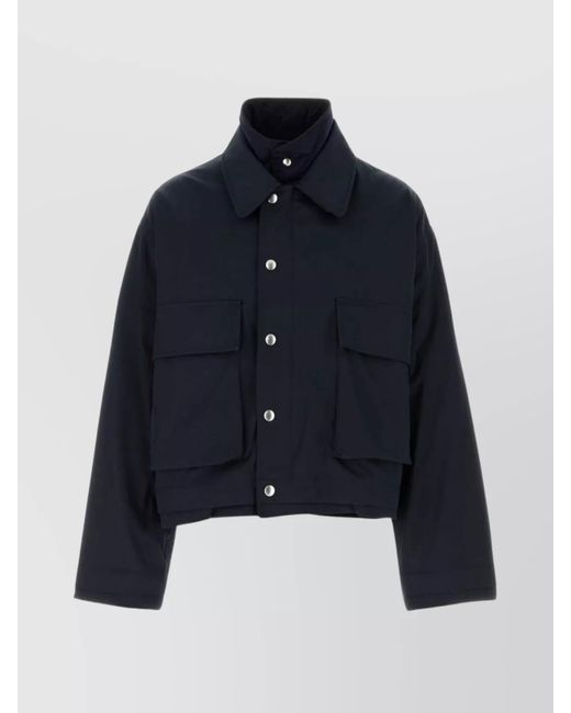 Bottega Veneta Twill Jacket With Collared Neck And Flap Pockets in Blue ...