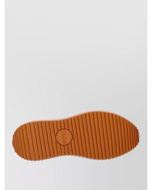 Chloé Nama Sneakers Contrasting Sole Stitch Detailing in Natural | Lyst UK
