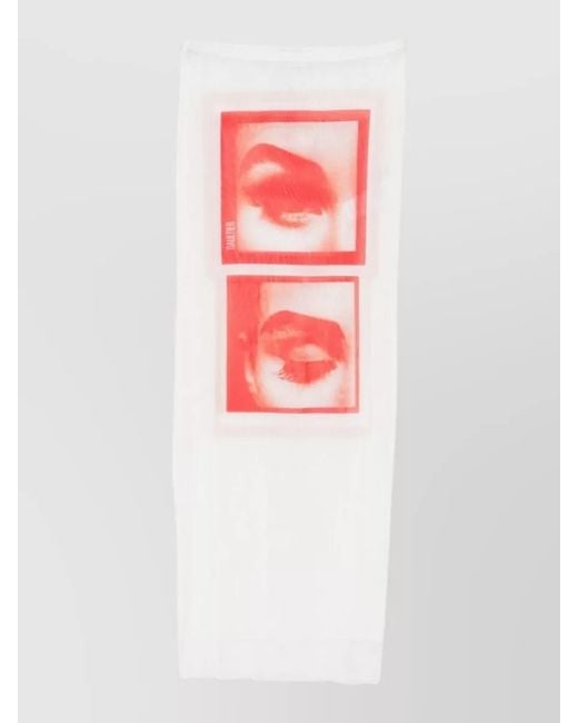 Jean Paul Gaultier Midi Skirt Sheer Silk Graphic Design in White | Lyst UK