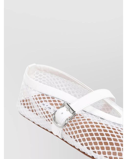 Alaïa Mesh Ballerina Flats in White | Lyst UK