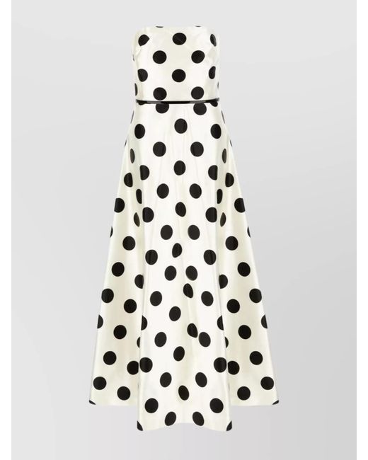 Max Mara Silk Blend Strapless Polka Dot Maxi Dress in White | Lyst