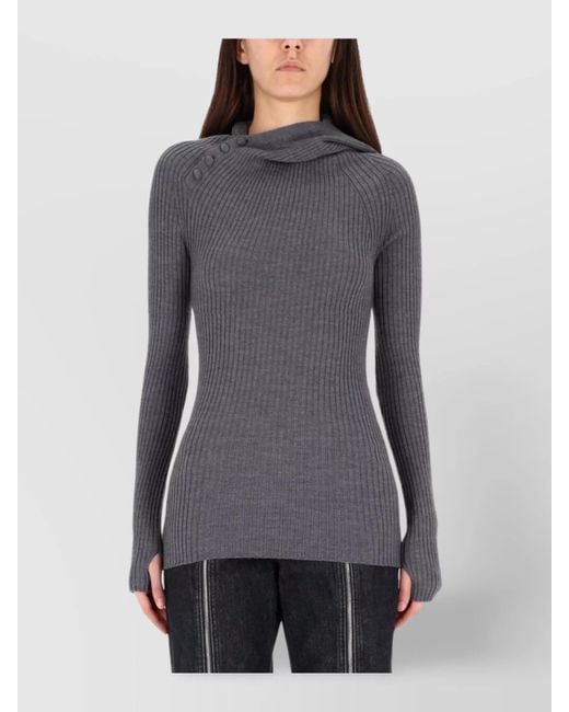 Jean Paul Gaultier Asymmetric Neck Long Sleeve Knitwear Top in Grey ...