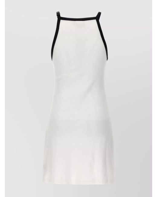 Courreges Detail Buckle Trim Halter Sleeveless Dress in White | Lyst UK