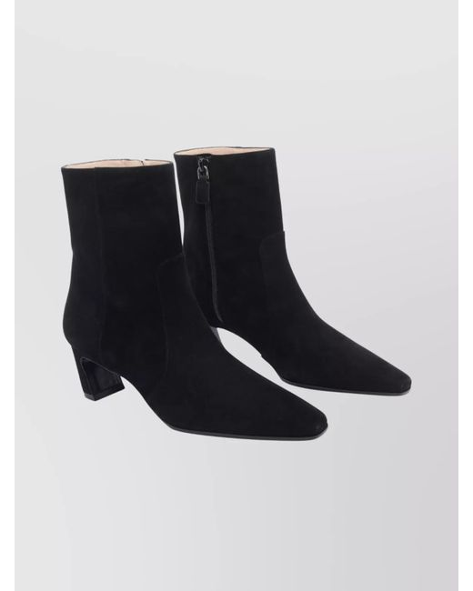 Stuart Weitzman Suede Ankle Model Block Heel Boots in Black | Lyst UK