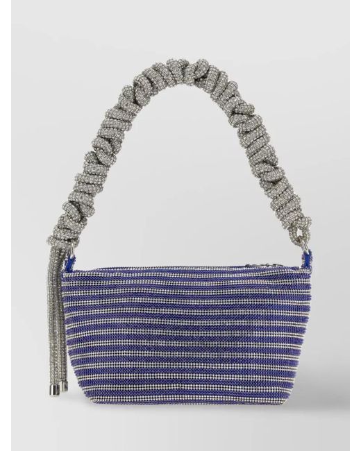 Kara Gemstone Striped Shoulder Bag in Blue | Lyst UK