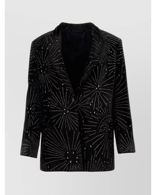 Blazé Milano Embellished Velvet Blazer With Back Slit in Black | Lyst UK