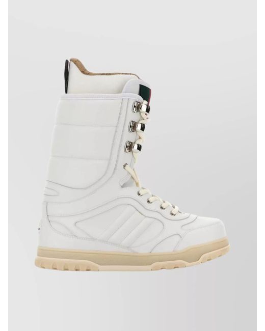 Gucci High-Top Leather Boots Featuring Metal Eyelets in Blue for Men | Lyst
