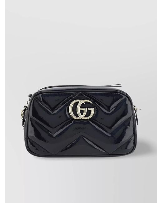 Gucci Quilted Chevron Shoulder Bag Chain Strap in Black | Lyst