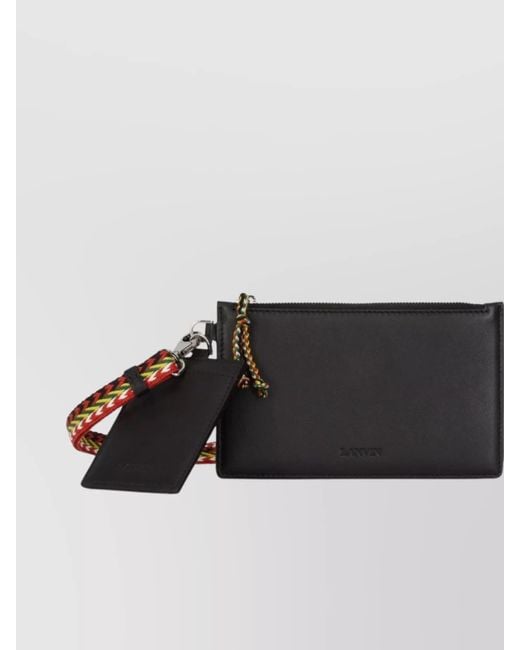 Lanvin Clutch Bag Leather Detachable Strap in Black for Men | Lyst UK