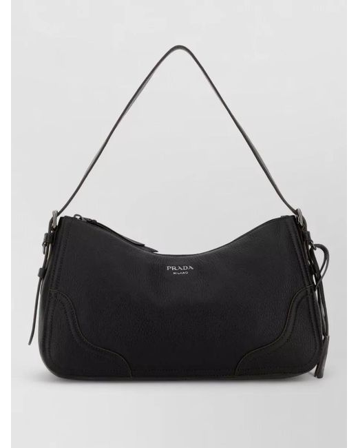 Prada Leather Shoulder Bag Curved Silhouette Strap in Black | Lyst UK