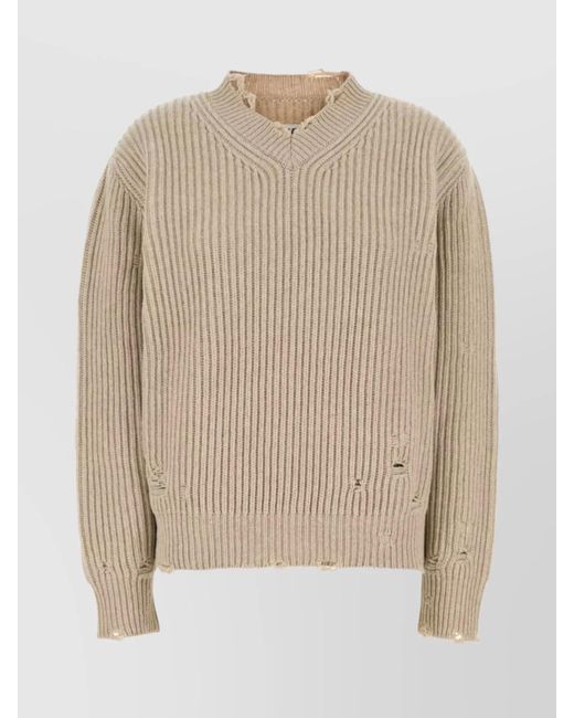 MM6 by Maison Margiela Sand Wool Blend Sweater in Natural | Lyst UK