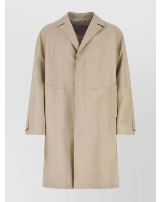 Prada Back Slit Leather Coat in Natural for Men | Lyst