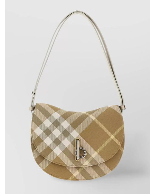 Burberry Medium Shoulder Bag Checkered Pattern in White | Lyst