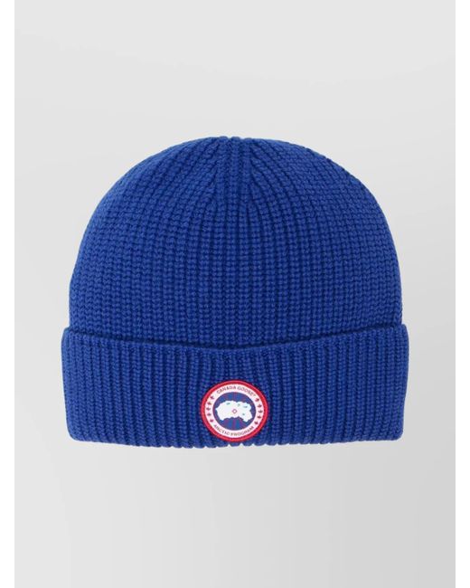 Canada Goose Chunky Knit Logo Hat in Blue | Lyst UK