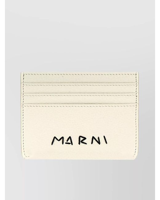 Marni Rectangular Logo Card Holder in Natural | Lyst