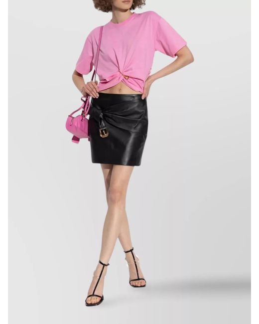 Versace Baroque Knot Cropped T-Shirt in Pink | Lyst UK