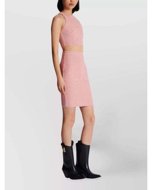 Balmain Monogram Pattern Knit Top in Pink | Lyst UK
