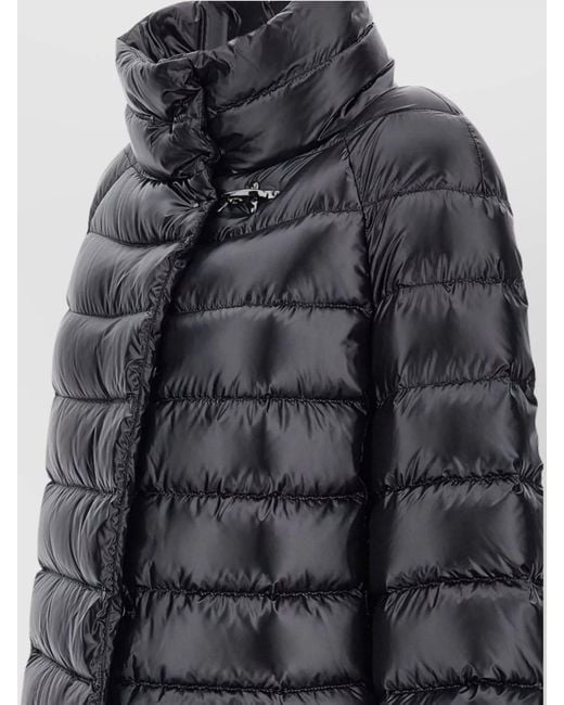 Fay High Collar Quilted Jacket With Shiny Finish in Black | Lyst UK