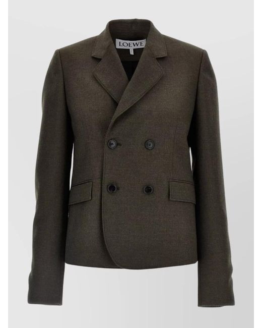 Loewe Blazer Twill Structured Shoulders in Black | Lyst