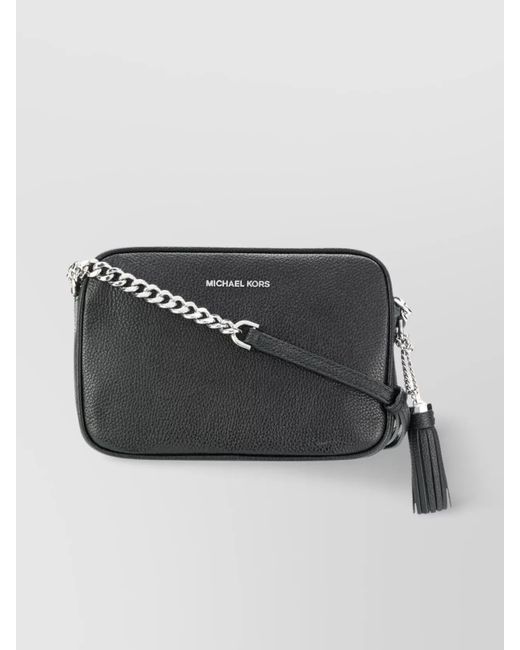 Michael Kors Ginny Textured Chain Strap Cross-Body Bag in Black | Lyst