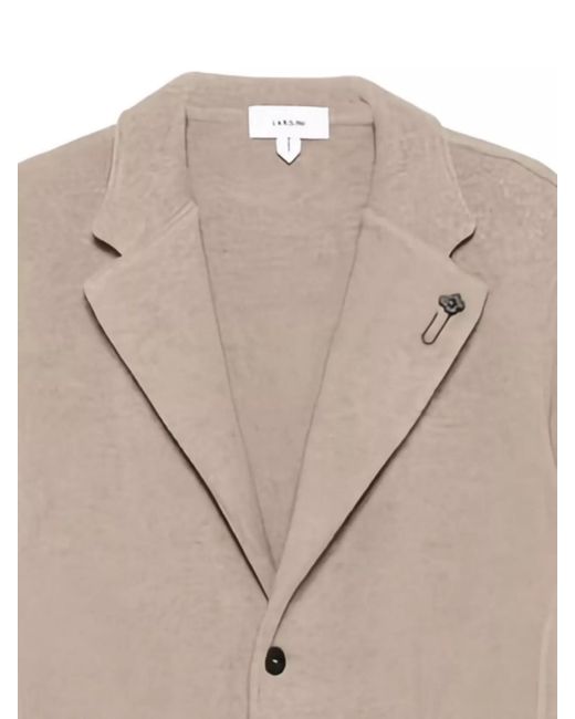Lardini Textured Long Sleeve Jacket With Lapel Pin in Natural for Men ...