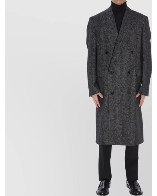 Lardini Double-Breasted Wool Coat Herringbone Pattern for Men | Lyst