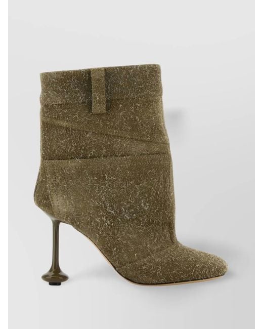 Loewe Suede Panta Ankle Boots With Textured Finish in Green | Lyst