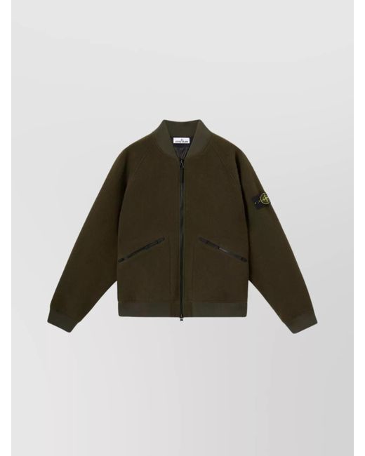 Stone Island Ribbed Cuff Bomber Jacket With Raglan Sleeves in Green for ...