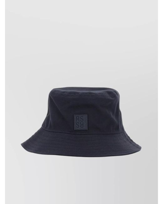 Raf Simons Leather Stitched Wide Brim Bucket Hat in Blue | Lyst