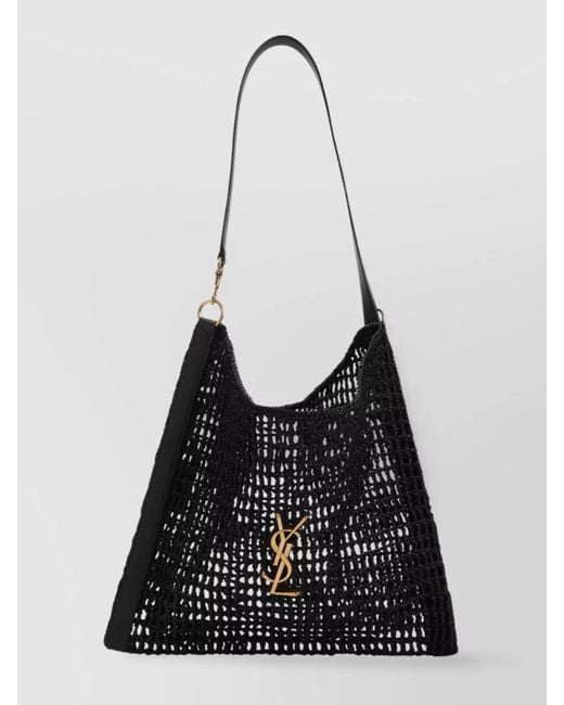 Saint Laurent Ysl Rafia Shoulder Bag in White for Men | Lyst