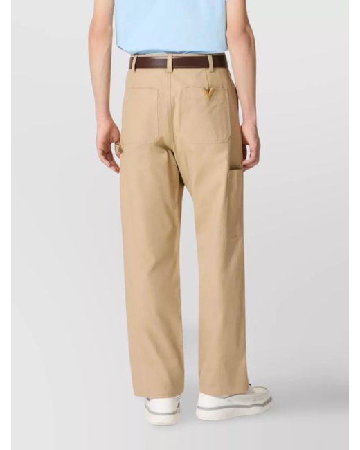 Valentino Garavani Logo Wide Leg Trousers in Natural for Men | Lyst UK