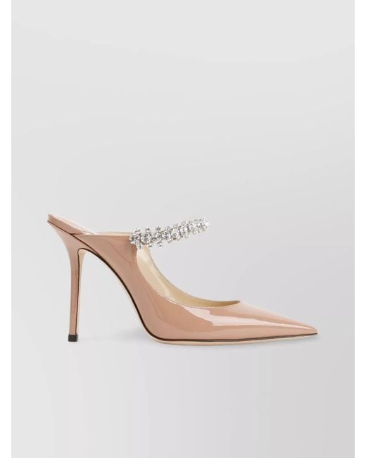 Jimmy Choo Crystal Strap Covered Heels Sandals in Natural | Lyst