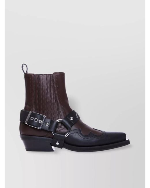 Ganni Pointed Toe Leather Ankle Boots in Black | Lyst