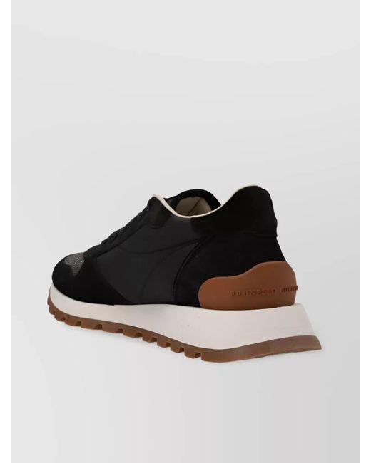 Brunello Cucinelli Leather Logo Patch Sneakers in Black | Lyst UK