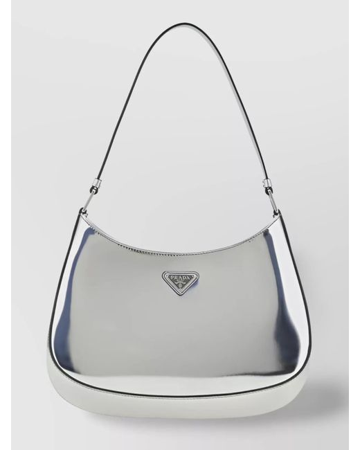 Prada Shoulder Bag Leather Geometric Design in White | Lyst