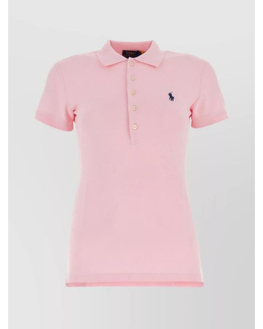 Polo Ralph Lauren Stretch Cotton Piquet Polo Shirt With Side Slits in ...