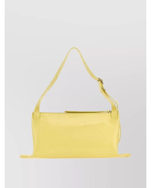 Jil Sander Pebble Leather Shoulder Bag in Yellow | Lyst
