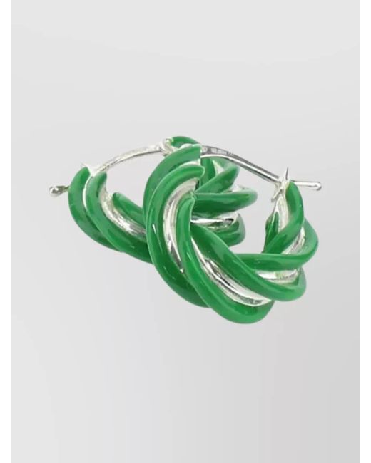 Bottega Veneta Circular Hoop Twisted Earrings in Green | Lyst