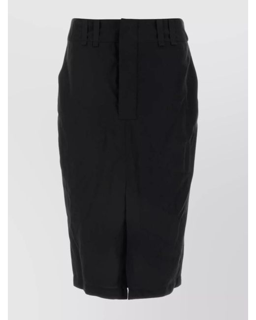 Saint Laurent Crepe Skirt With Back Pockets And Front Slit in Black ...