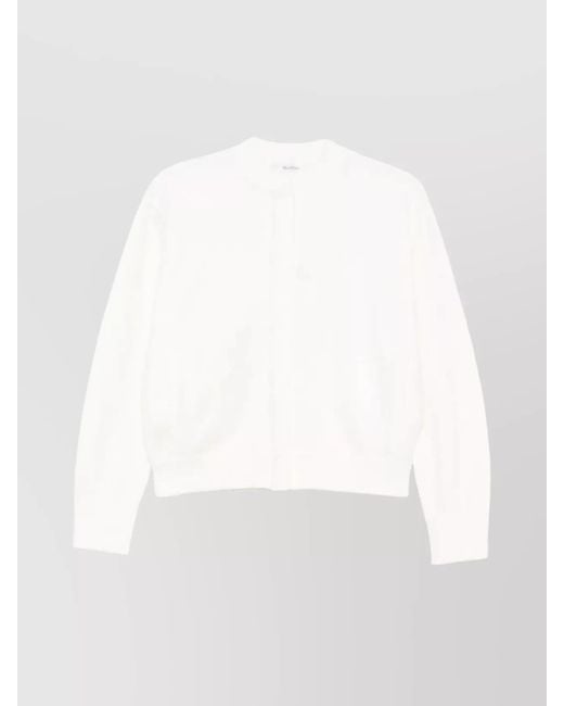 Max Mara Merino Wool Bomber Jacket With Long Sleeves in White | Lyst UK