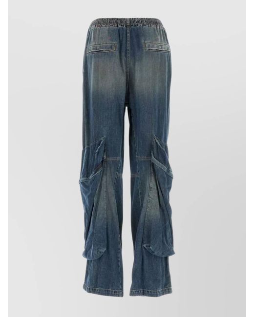 DIESEL Wide Leg Cargo Trousers With Distressed Detailing in Blue for ...