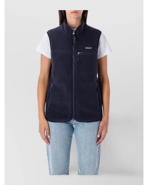 Patagonia Fleece Vest With High Collar And Pockets in Blue | Lyst UK
