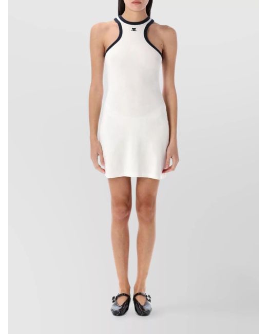 Courreges Mini Dress With Halter Neck And Contrast Trim in White | Lyst UK