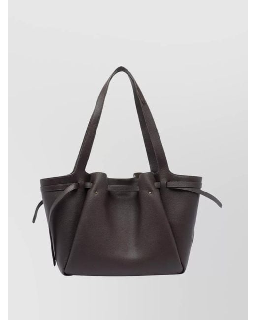 Tory Burch Double Handle Tote Bag With Side Ties in Black | Lyst